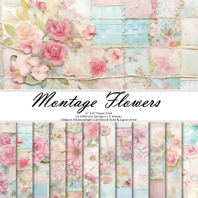 Kokorosa 24PCS 6" Montage Flowers Scrapbook & Cardstock Paper ...