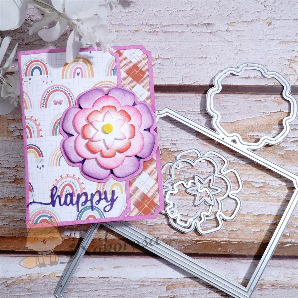 Kokorosa Metal Cutting Dies with Traditional Flower Foldable Card ...