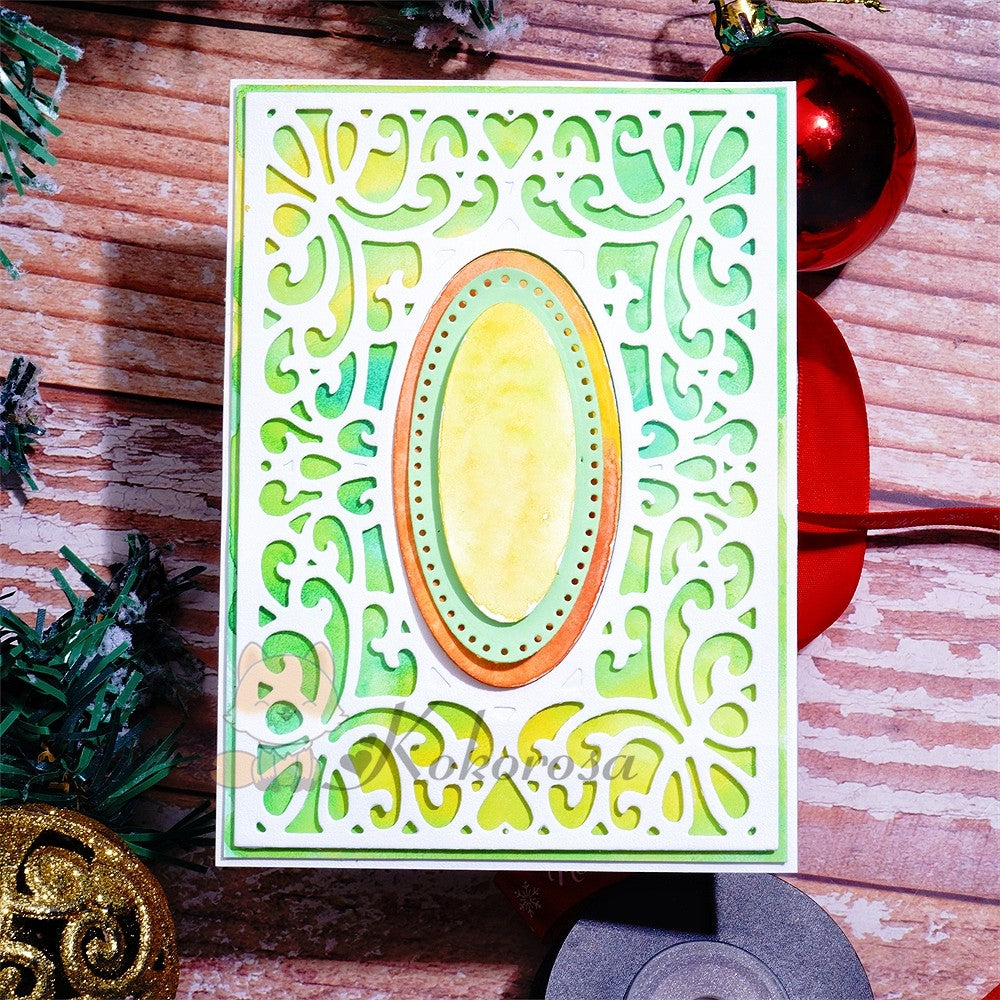 Kokorosa Metal Cutting Dies with Waves & Hollow Oval Background Board ...