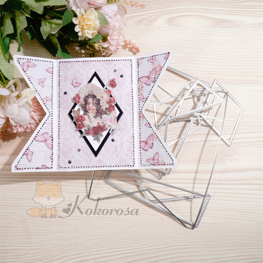 Kokorosa Metal Cutting Dies with Rhombic Foldable Card – kokorosastudio.com