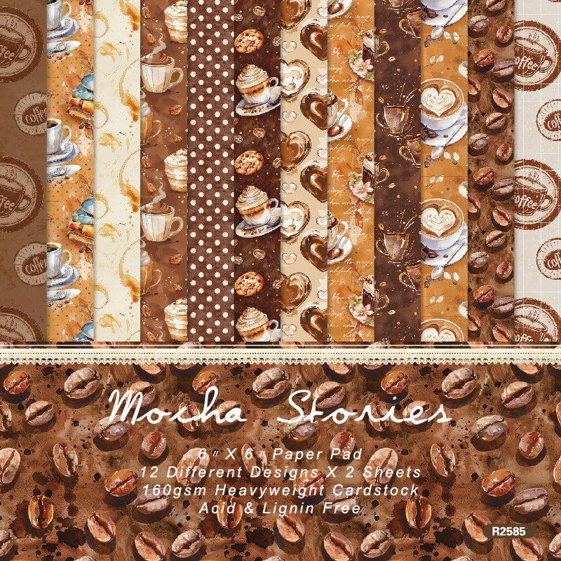 Kokorosa 24PCS 6" Mocha Stories Scrapbook & Cardstock Paper ...