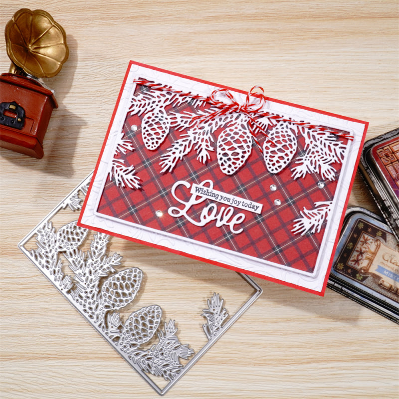 Metal Cutting Dies With Pine Cones Background Board For Card Making ...