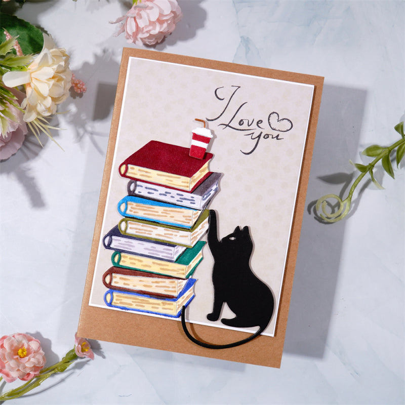 Metal Cutting Dies With Stacked Books For Card Making – kokorosastudio.com