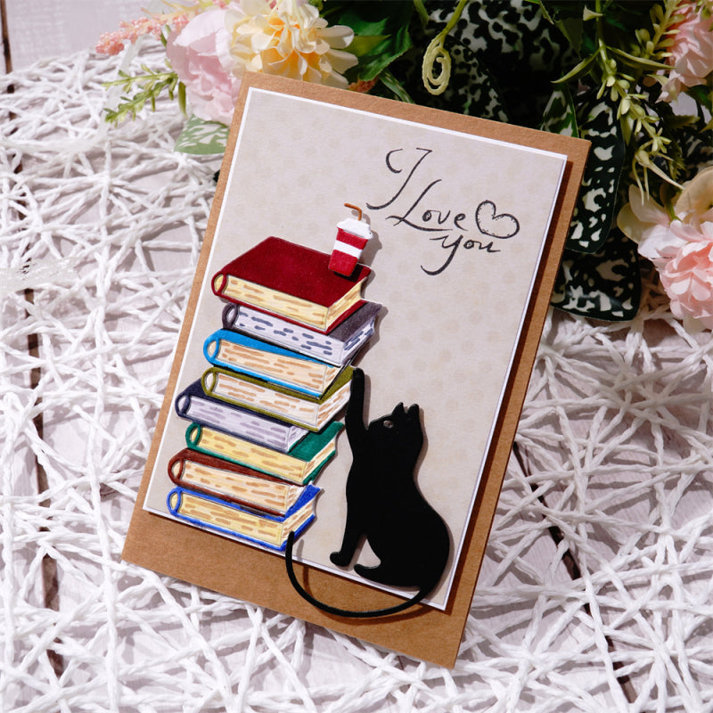 Metal Cutting Dies With Stacked Books For Card Making – kokorosastudio.com