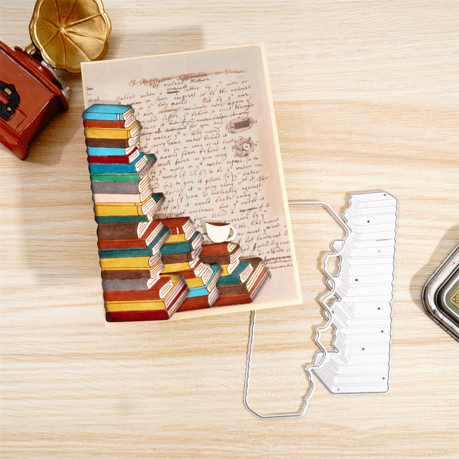 Metal Cutting Dies With Book Pile For Card Making – kokorosastudio.com